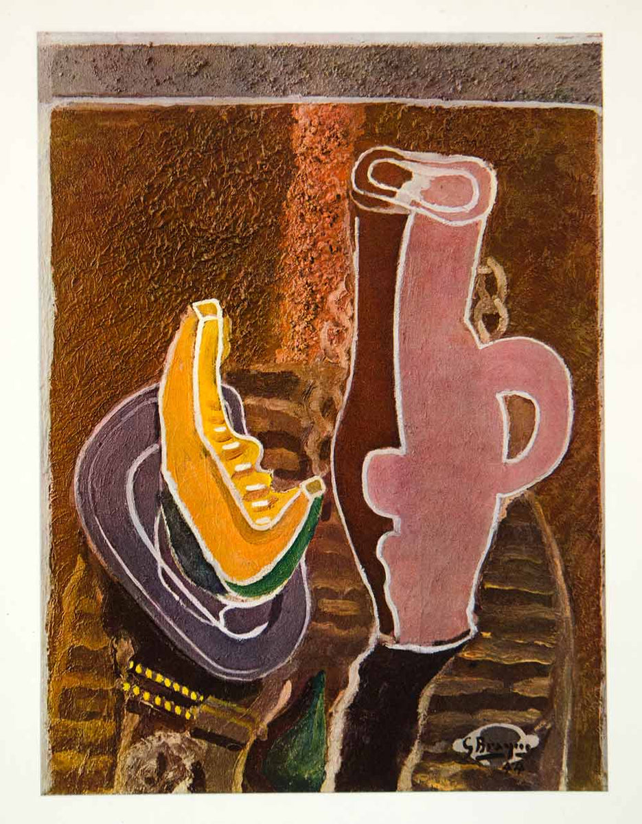 1948 Rotogravure Slice Pumpkin Still Life Table Cubism Abstract George ...