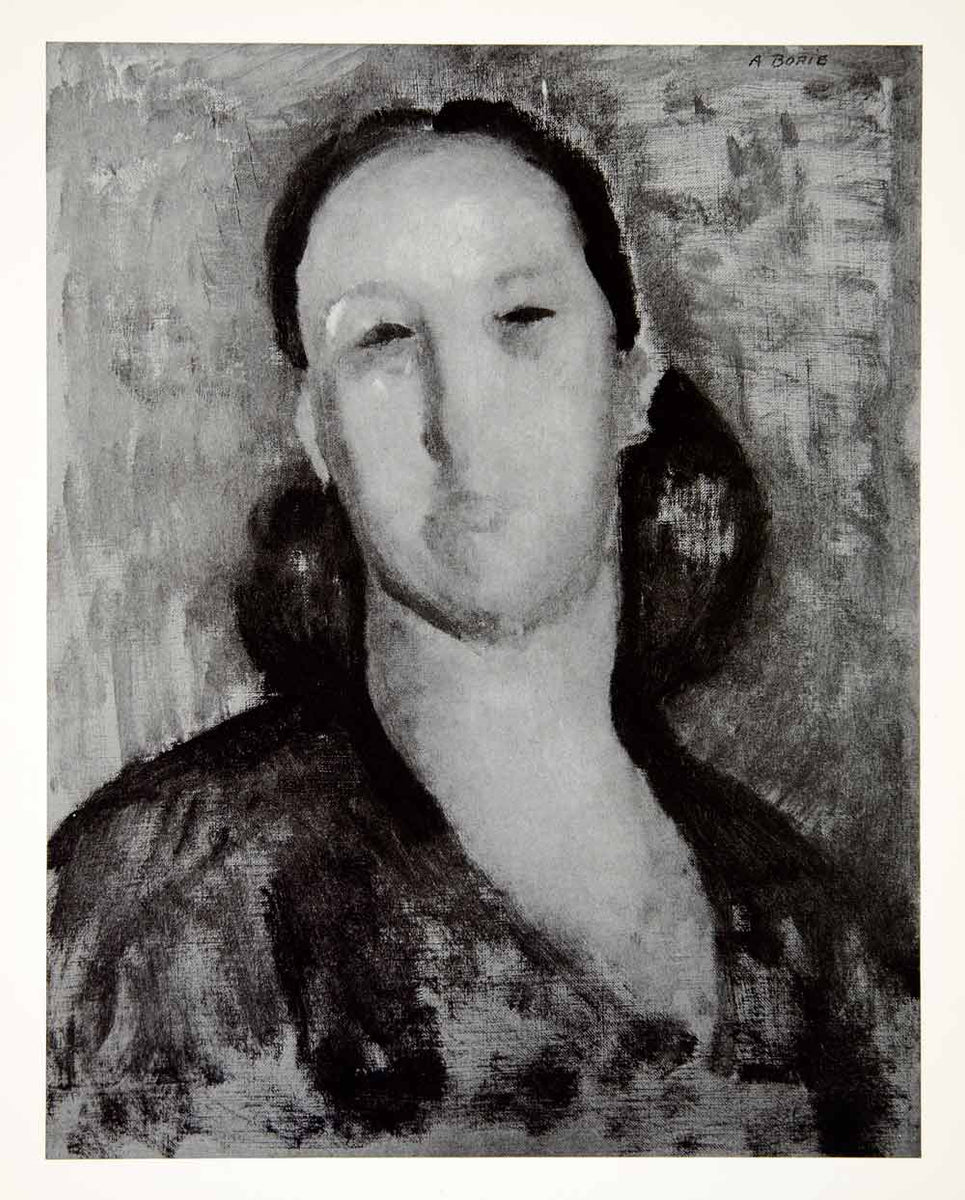 1937 Print Study Art Adolphe Borie Face Portrait Woman Costume Pose Fi ...