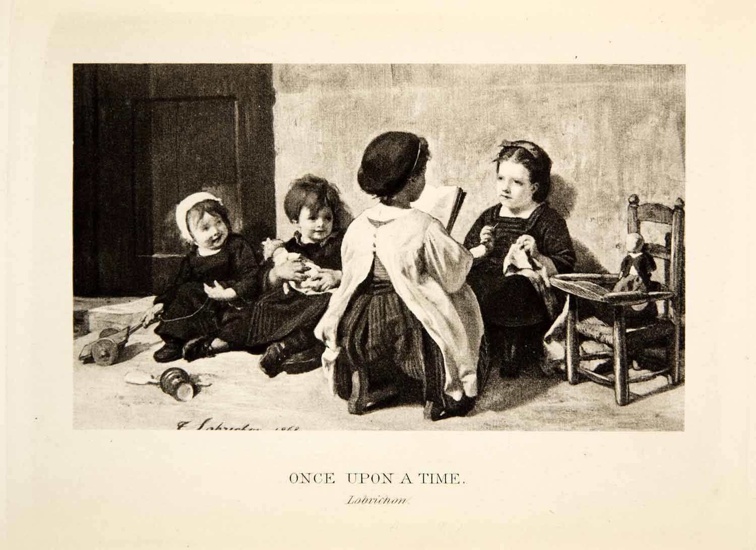 1905 Photogravure Timoleon Marie Lobrichon Art Once Upon a Time Childr ...