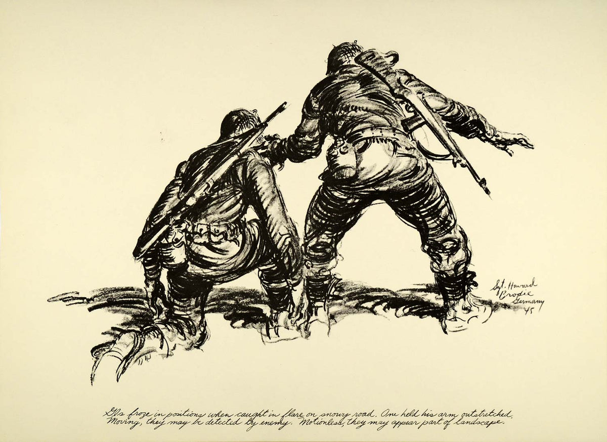 1963 Print Howard Brodie World War II Art U.S. Soldiers GIs Military U ...