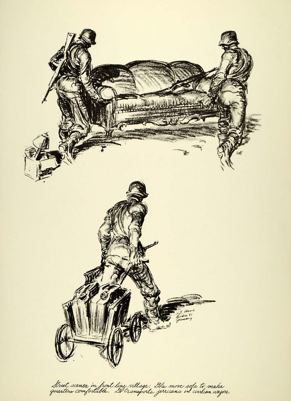 1963 Print Howard Brodie World War II Art U. S. Soldiers GIs Germany W ...