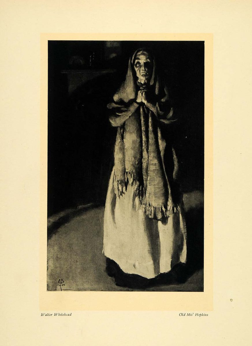 1911 Print Old Miss Hopkins Portrait Walter Whitehead Lady Fashion Stu ...