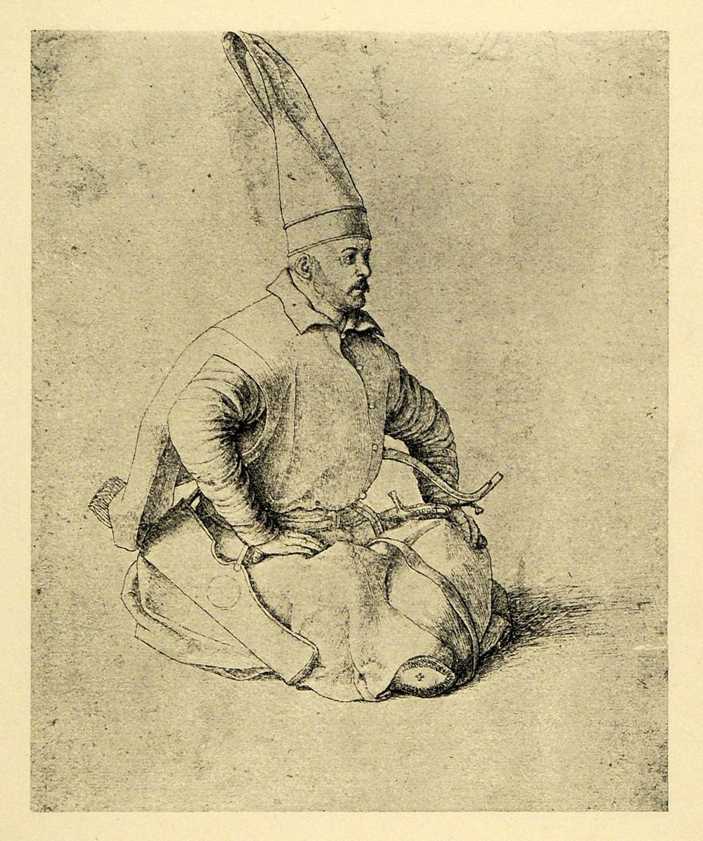 1920 Print Gentile Bellini Pen Drawing Art Constantinople Turk Side XD ...