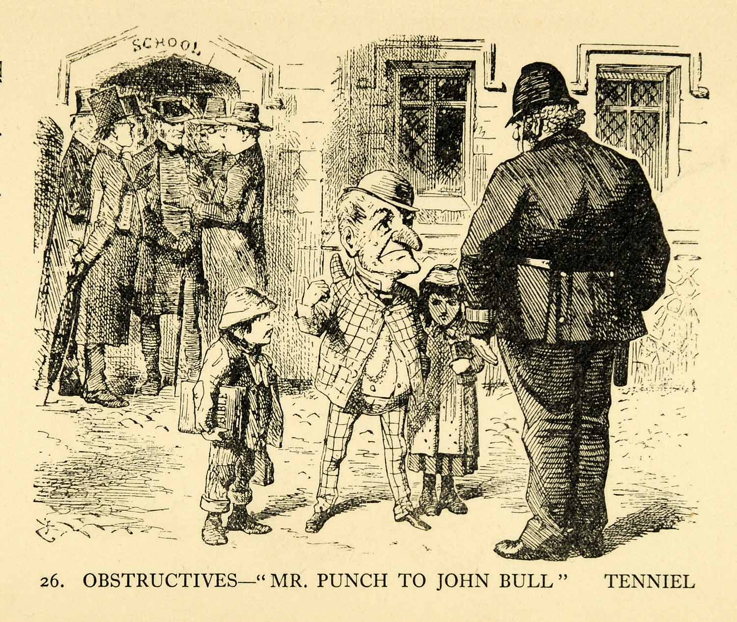 1928 Print John Tenniel Caricature Punch John Bull Children Humor Sati ...