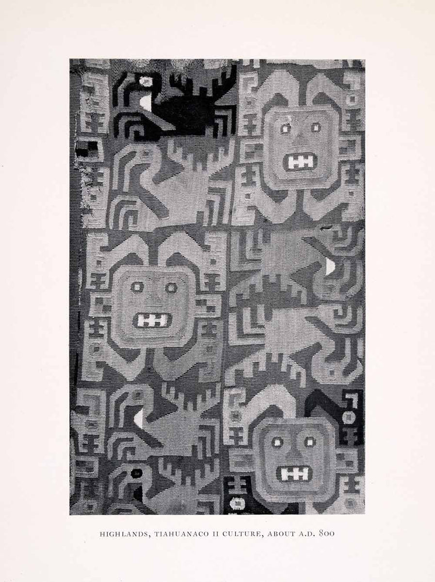 1930 Halftone Print Tiahuanaco Tiwanaku Bolivia Shirt Fabric Textile X ...