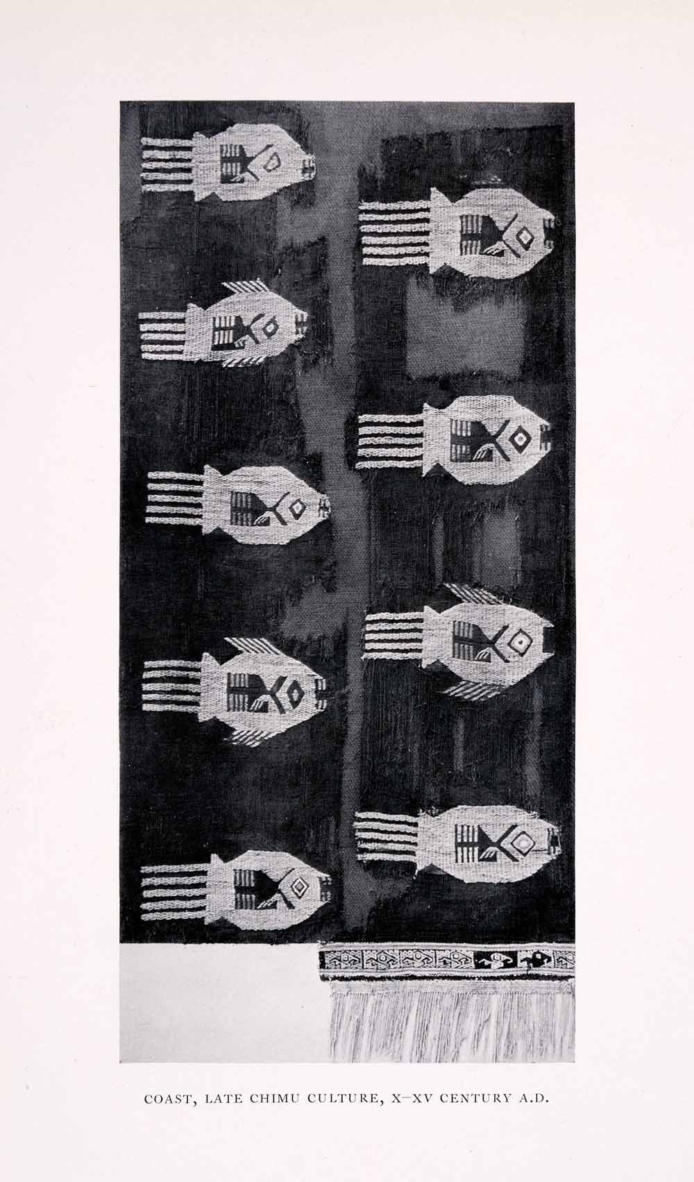 1930 Halftone Print Trujilo Peru Chimu Chimor Moche Textile Garment Co ...