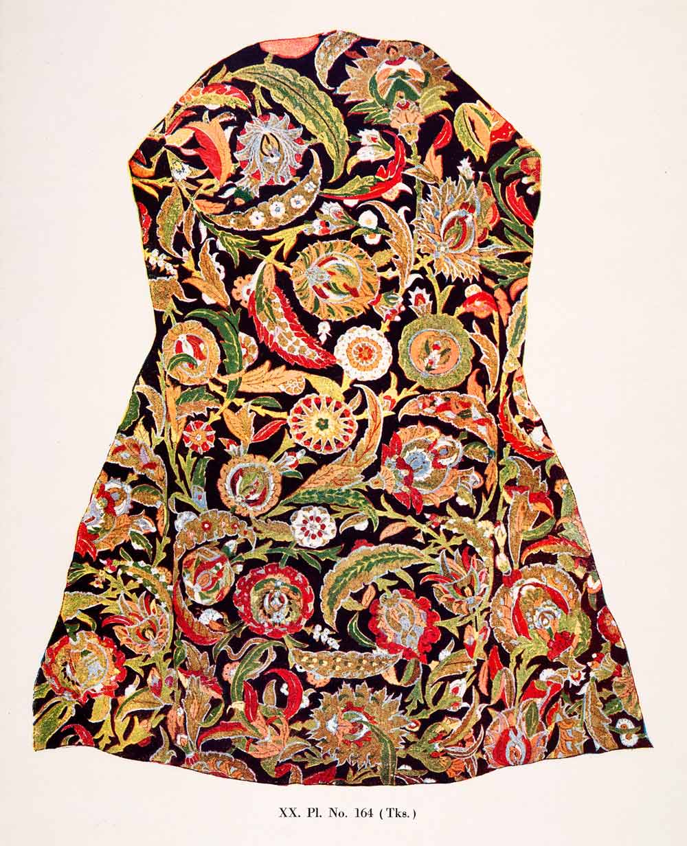 1950 Print Turkey Sultan Beyazit Kaftan Mantle Cloak Kemha Textile Cos ...