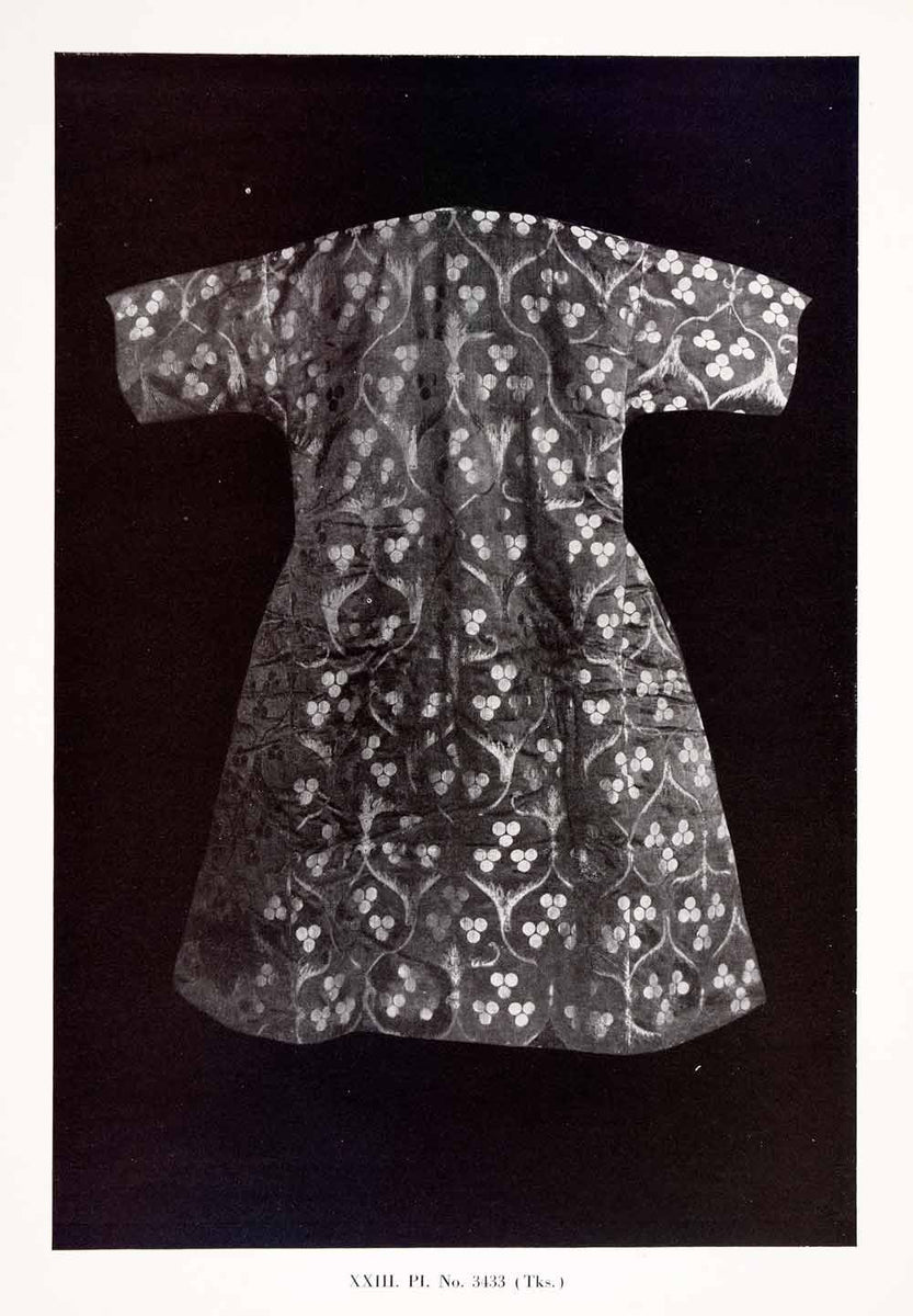 1950 Halftone Print Turkey Sultan Selim Textile Kaftan Mantle Cloak Co ...