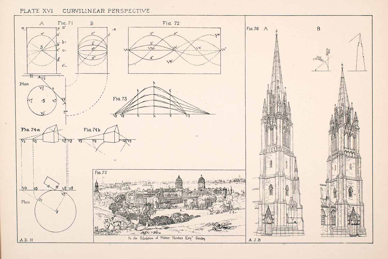 1882 Wood Engraving Curvilinear Perspective William Robert Ware Archit ...