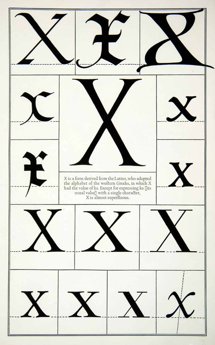 1942 Print Letter X Latin Capital Graphic Design Typeface Frederic Gou ...