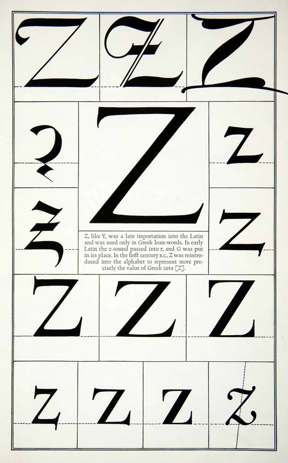 1942 Print Letter Z Greek Alphabet Typography Graphic Design Frederic ...