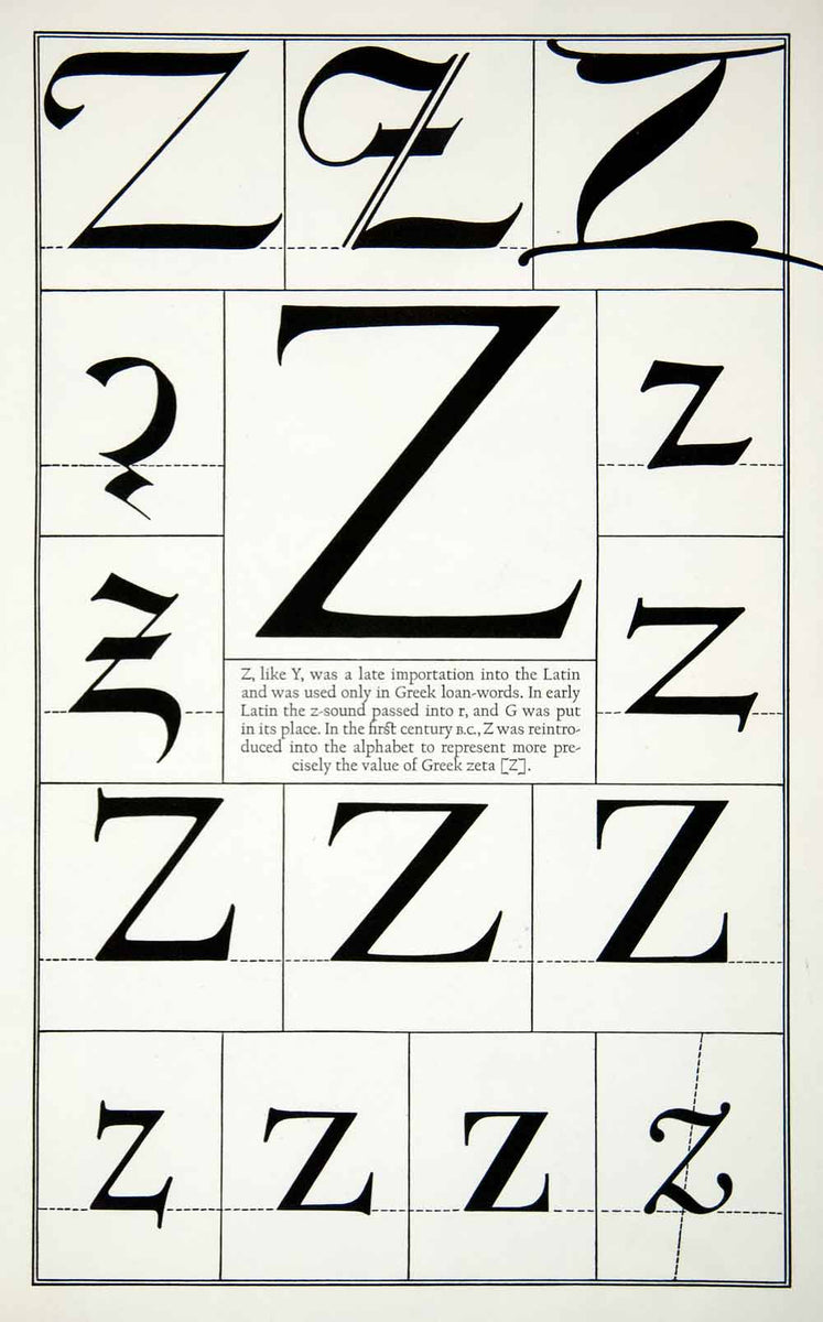 1942 Print Letter Z Greek Alphabet Typography Graphic Design Frederic ...