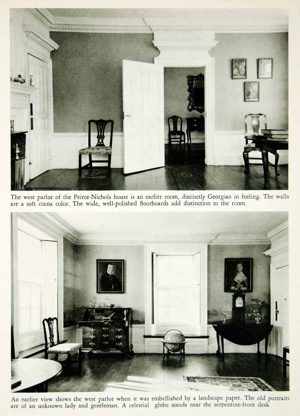 1950 Rotogravure Salem Massachusetts West Parlor Meirce-Nichols House ...
