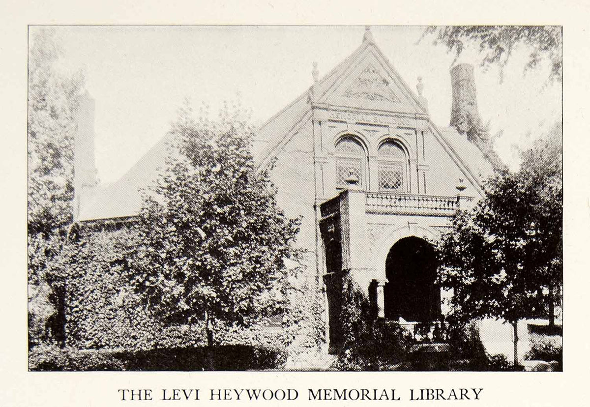 1926 Print Levi Heywood Memorial Library Gardner Massachusetts Furnitu ...