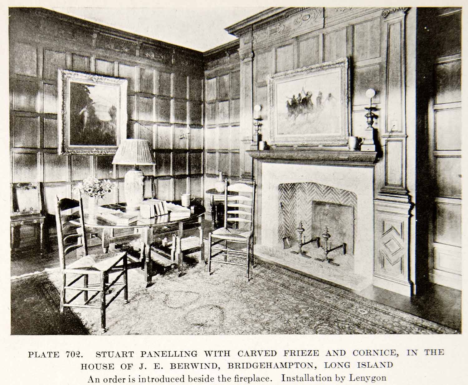 1926 Print Stuart Paneling Frieze Cornice Furniture Interior Design XD ...