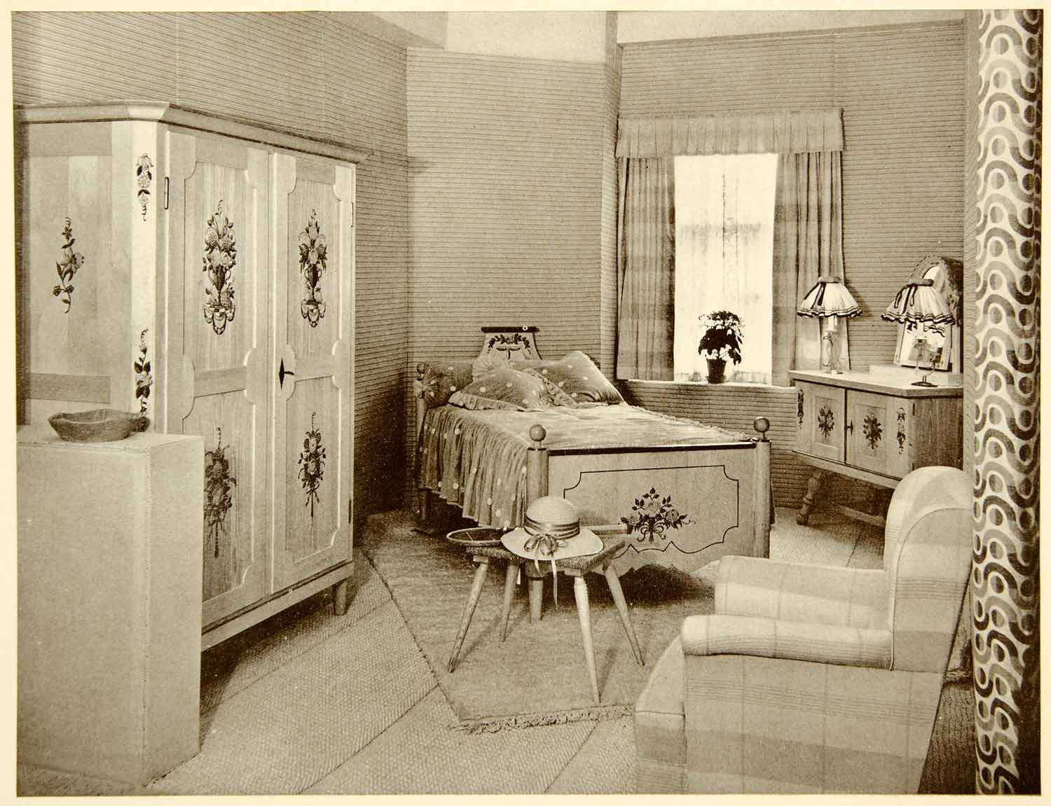 1938 Print Bedroom Hayes Marshall Fortnum & Mason Limited London Engla ...