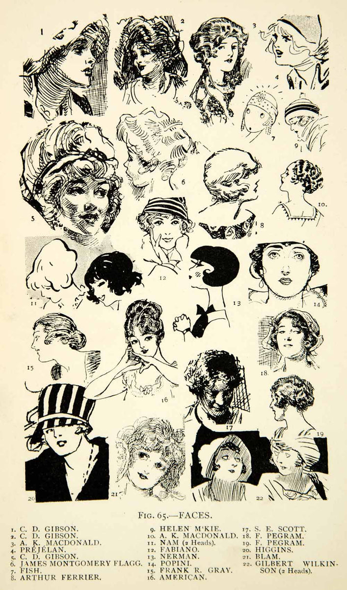 1927 Print Portrait Women Faces A K MacDonald S E Scott F Pegram Gibso ...