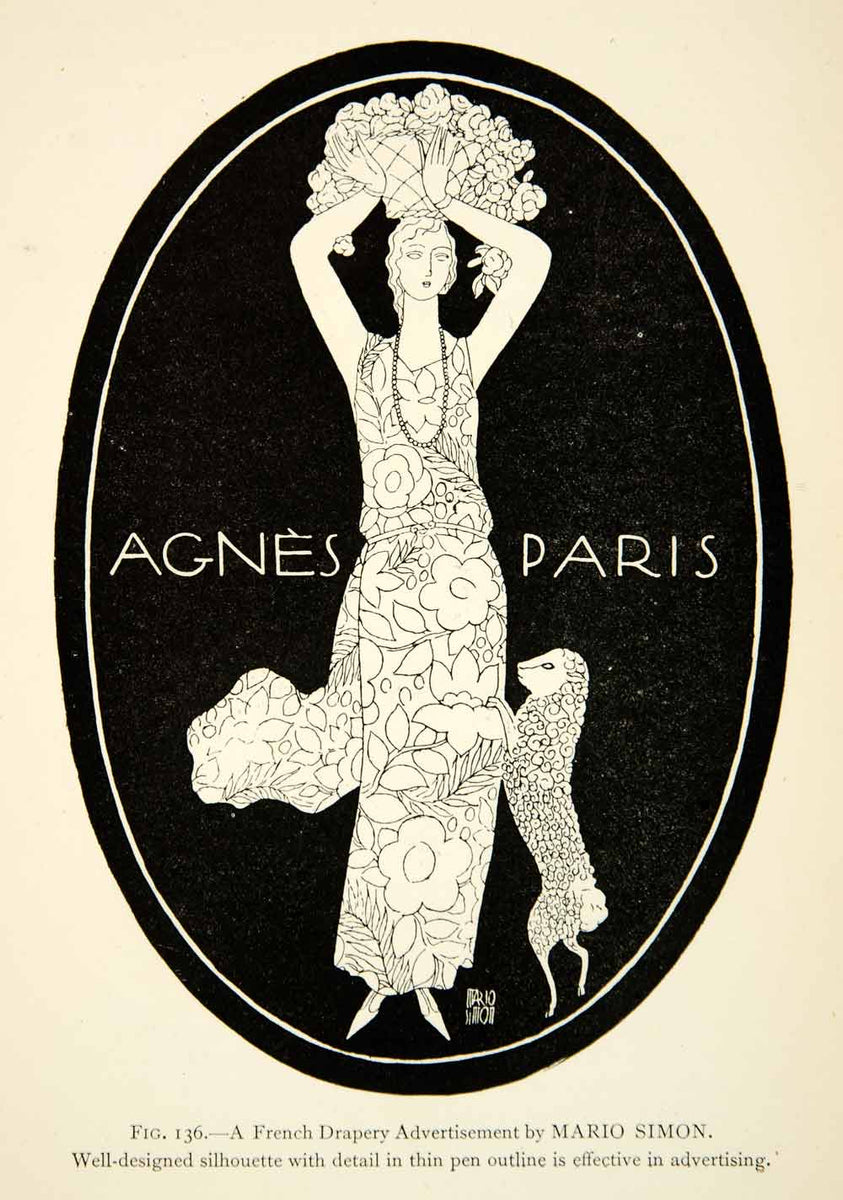1927 Print Woman Sheep French Agnes Paris Fashion Mario Simon Drapery ...