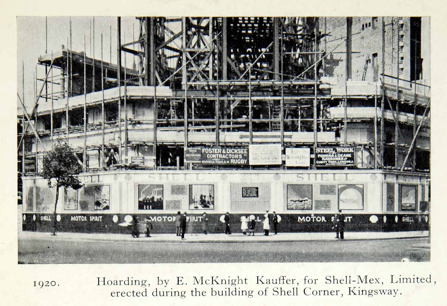 1927 Print Edward McKnight Kauffer Hoarding Shell-Mex Corner Kingsway ...