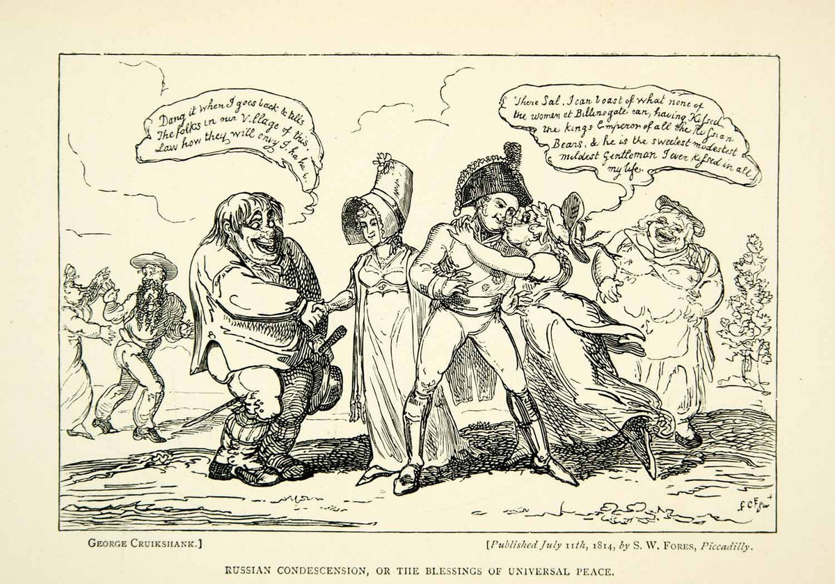 1893 Print George Cruikshank Political Cartoon Russian Condescension H ...