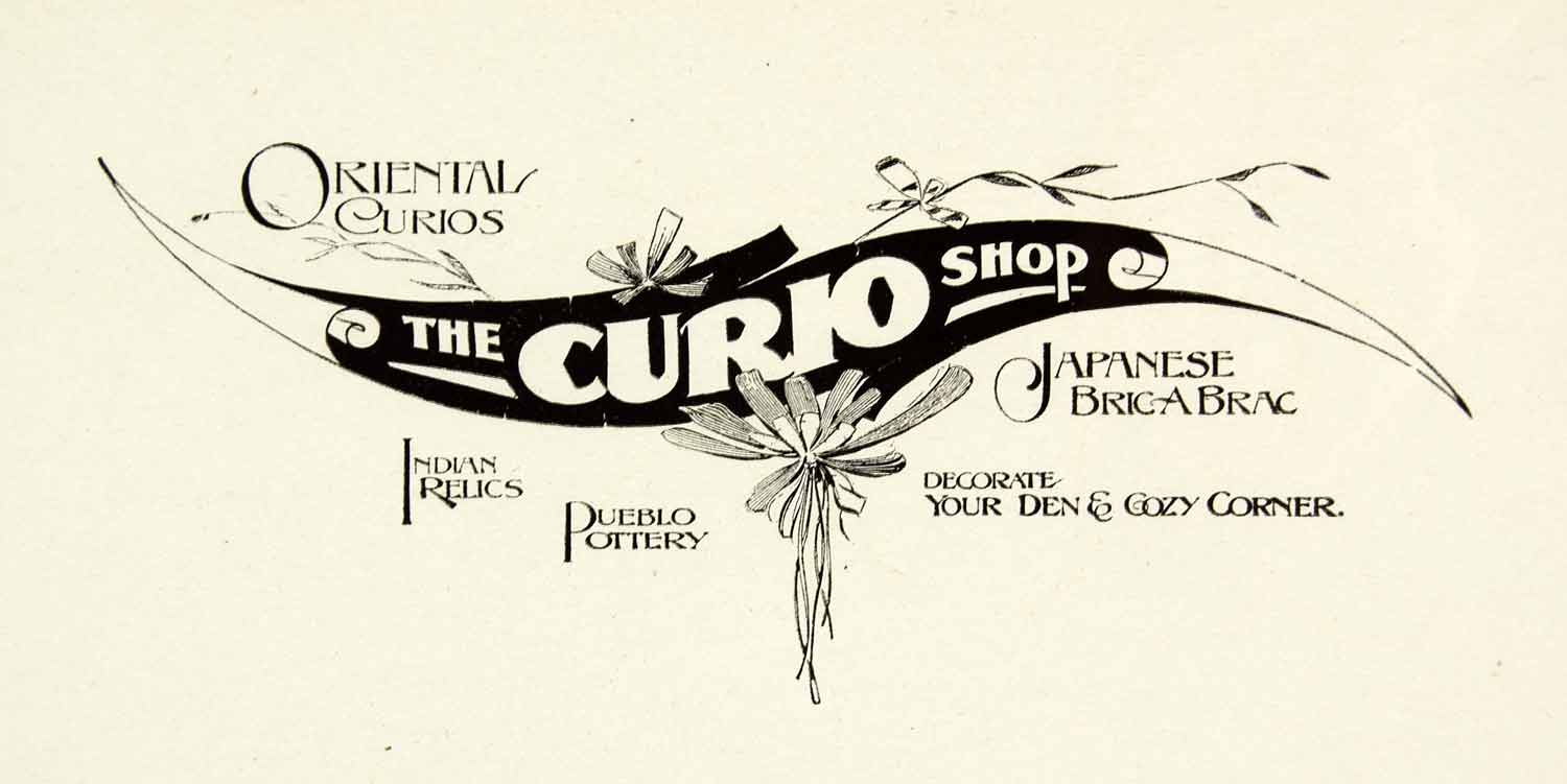 1937 Print Sign Curio Shop Oriental Japanese Decorative Floral Frank X ...