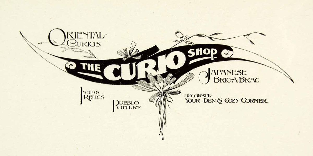 1937 Print Sign Curio Shop Oriental Japanese Decorative Floral Frank X ...