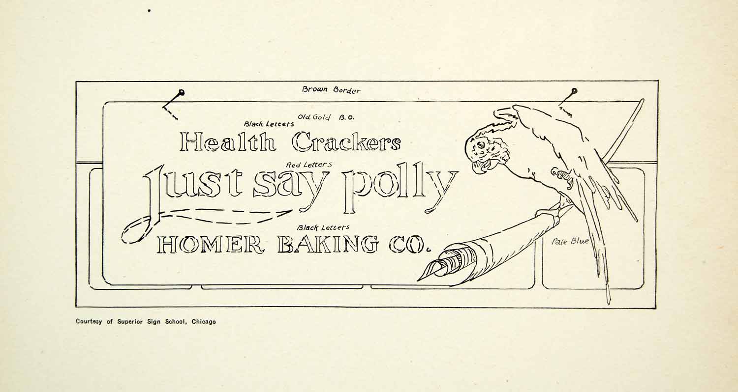 1937 Print Template Layout Diagram Health Cracker Homer Baking Parrot ...