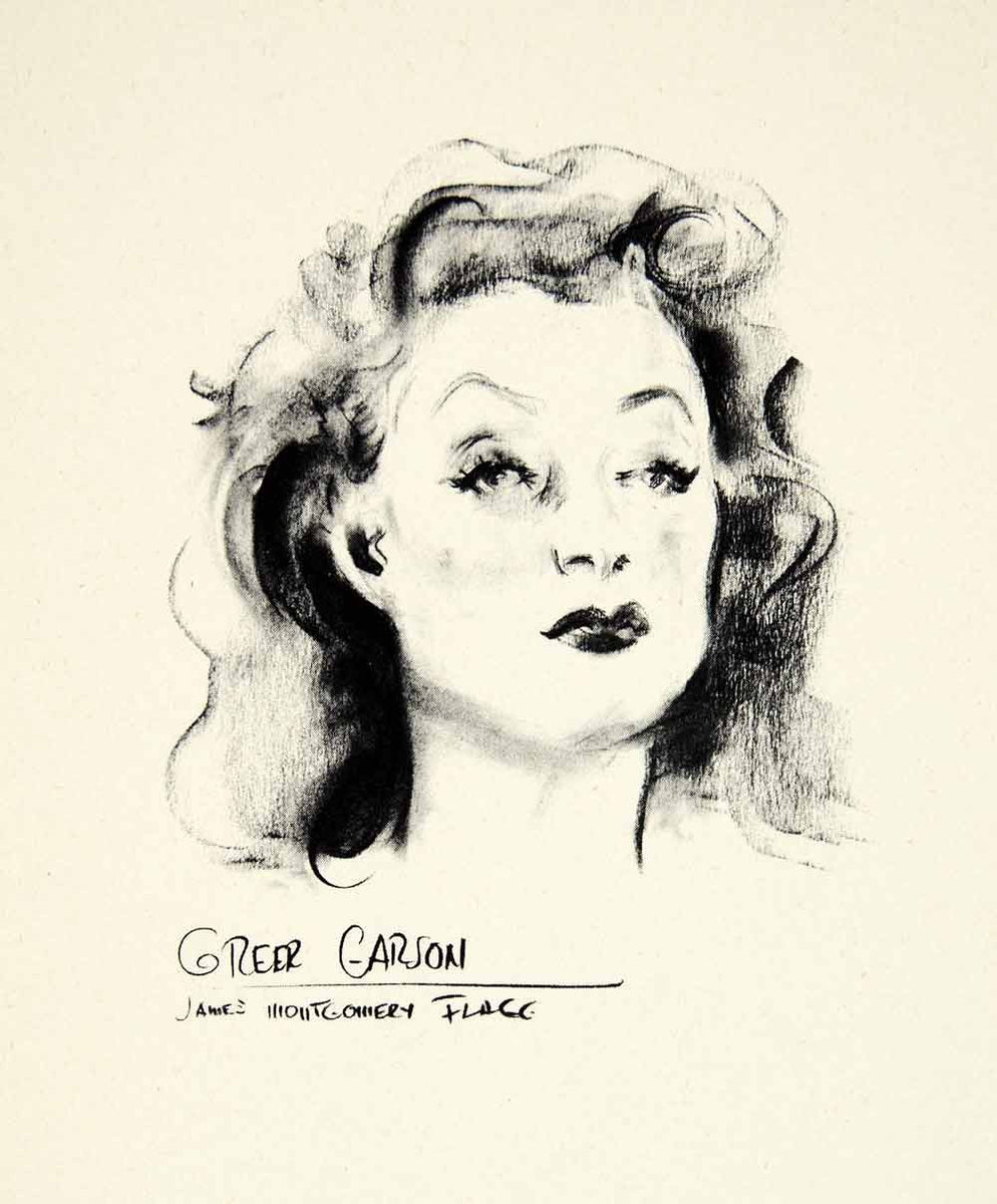 1951 Print Greer Garson James Montgomery Flagg Actress Portrait Art XD ...