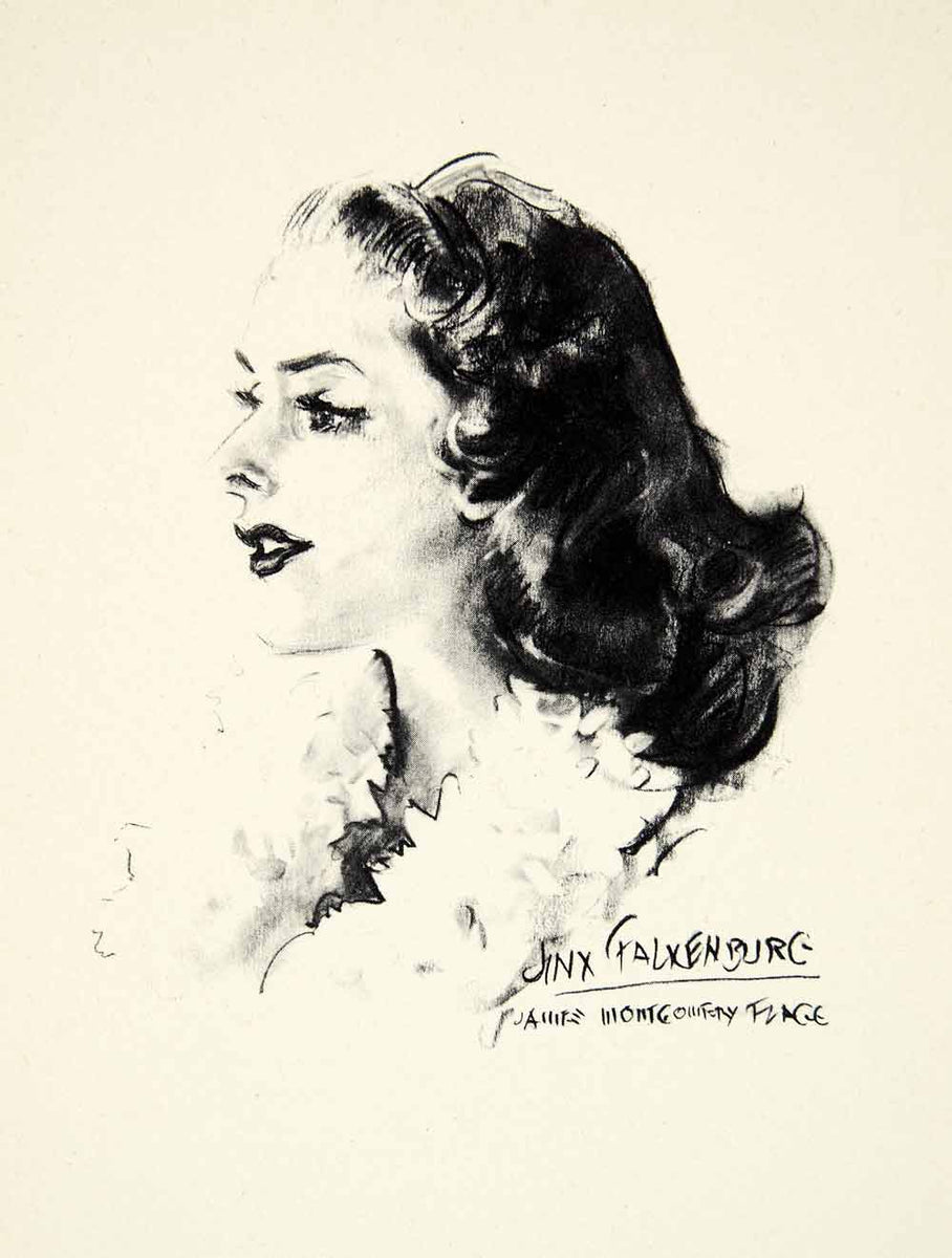 1951 PrintJinx Falkenburg James Montgomery Flagg Portrait Model Famous ...