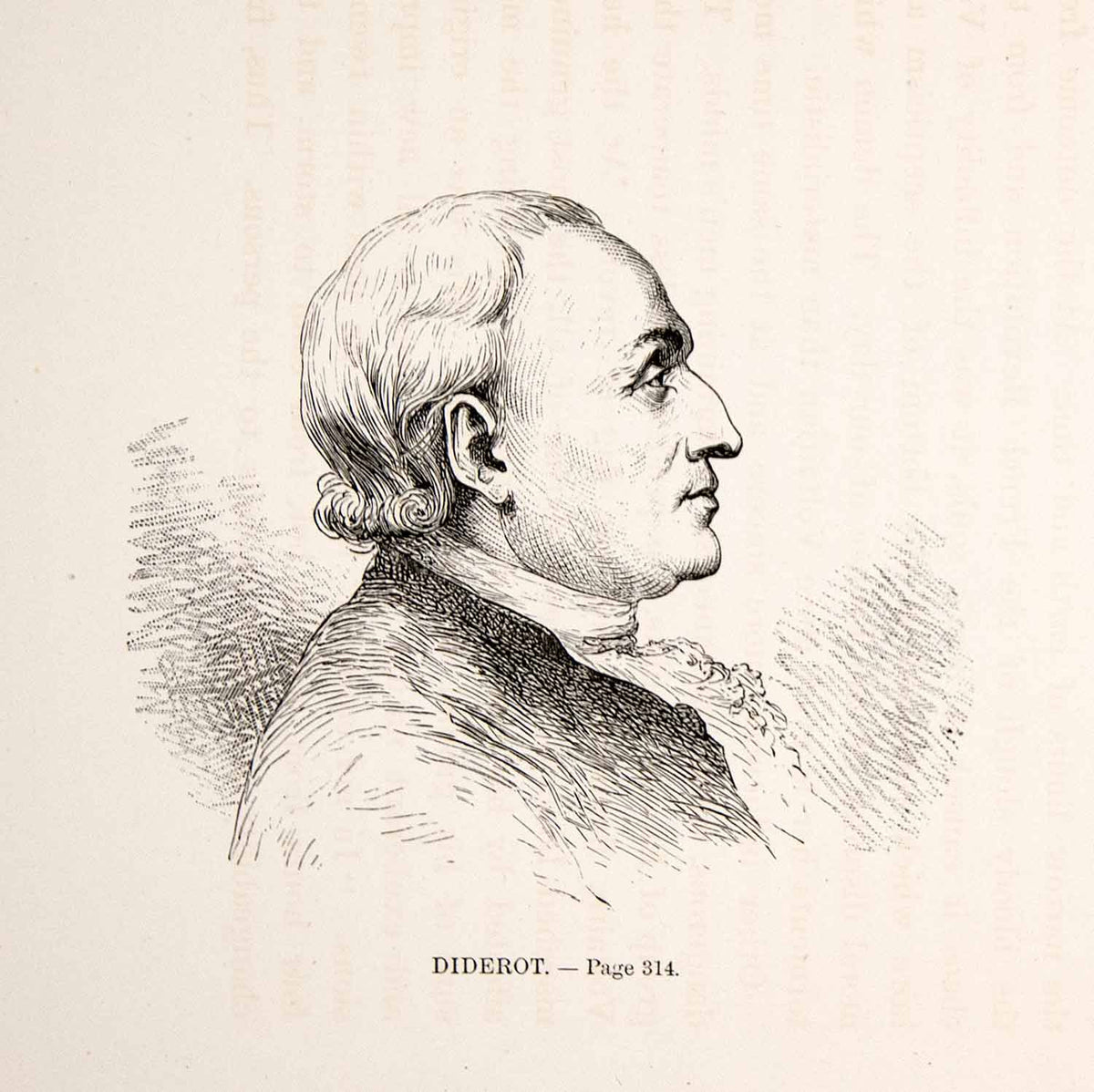 1875 Woodcut Portrait Denis Diderot French Philosopher Enlightenment X ...