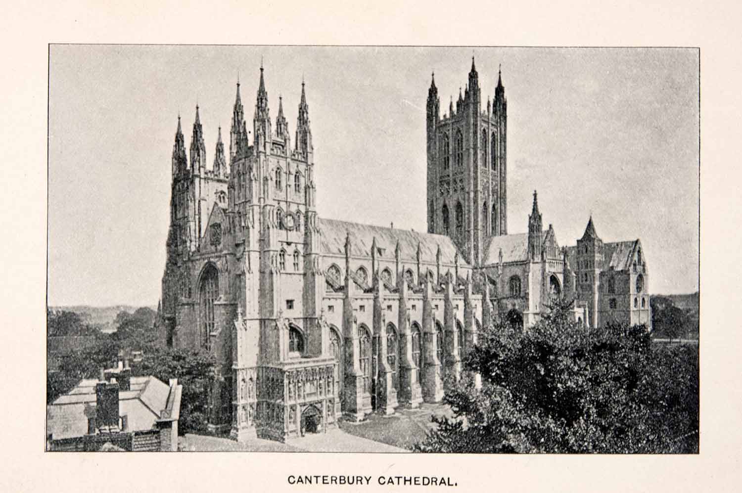 1902 Print Canterbury Cathedral Kent England Christian Gothic Architec ...