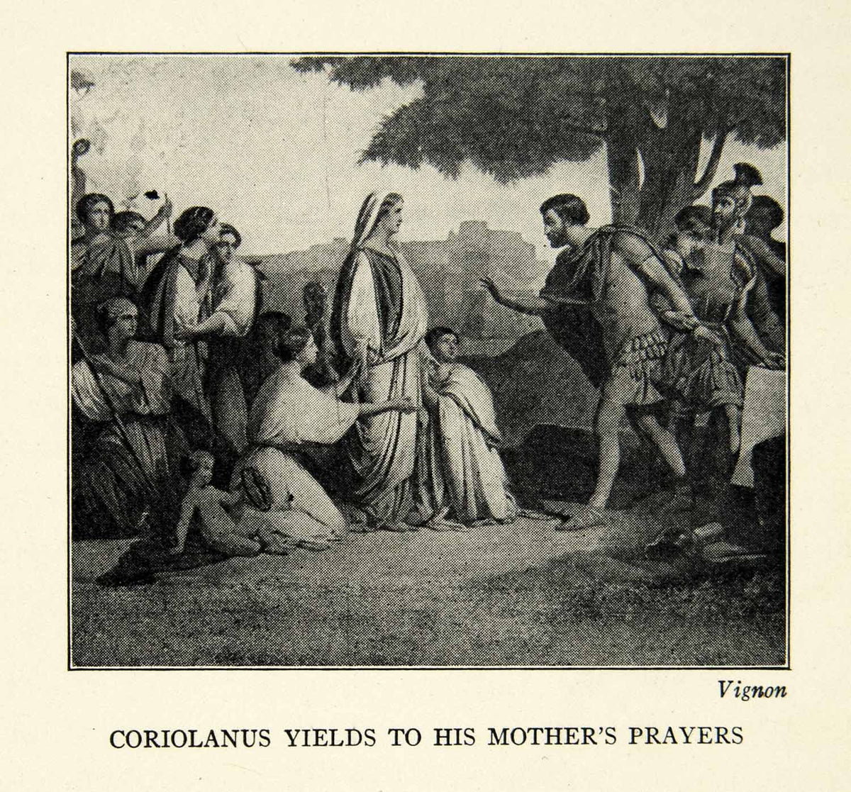 1918 Print Art Ancient Roman Coriolanus Rome Invasion Mother Attack XE ...