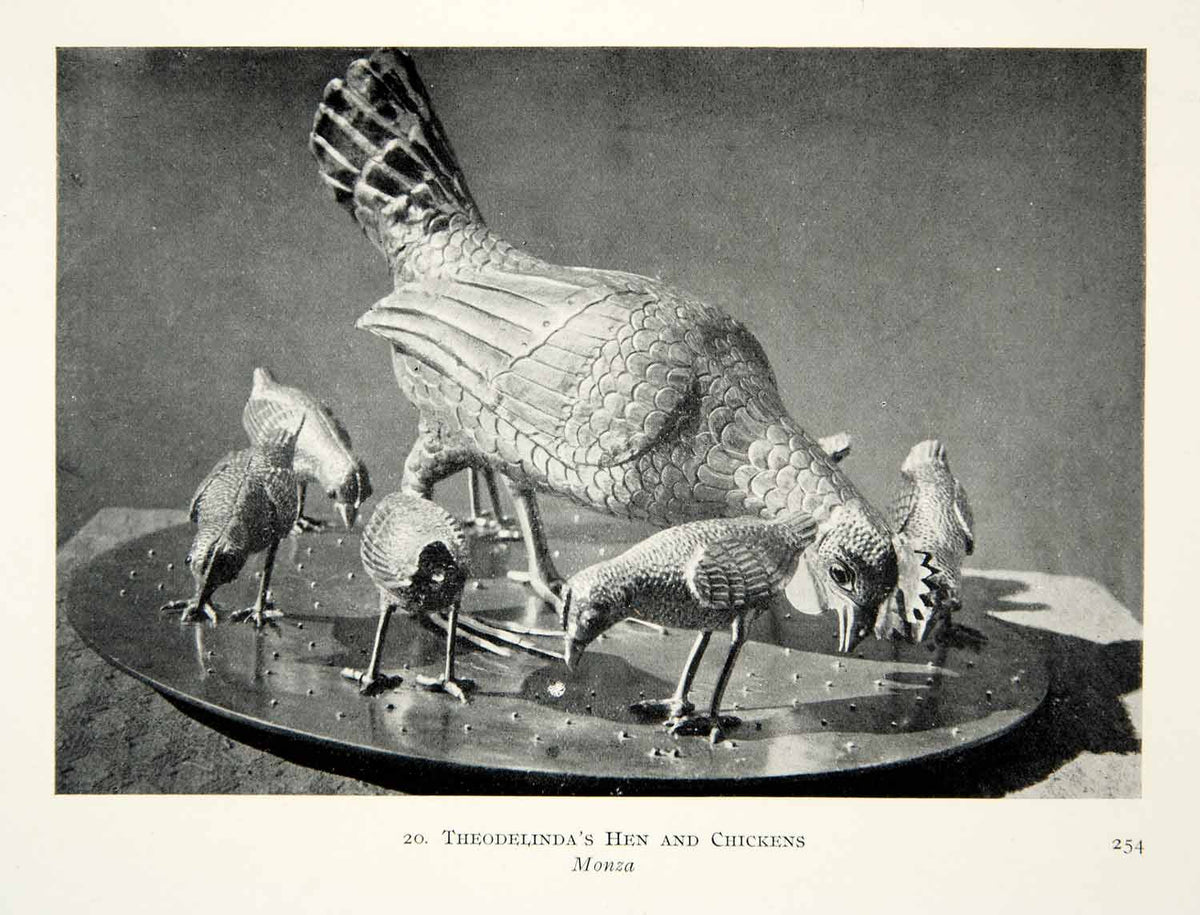 1915 Print Theodelinda Hen Chicken Monza Italy Bird Animal Statue Hist ...