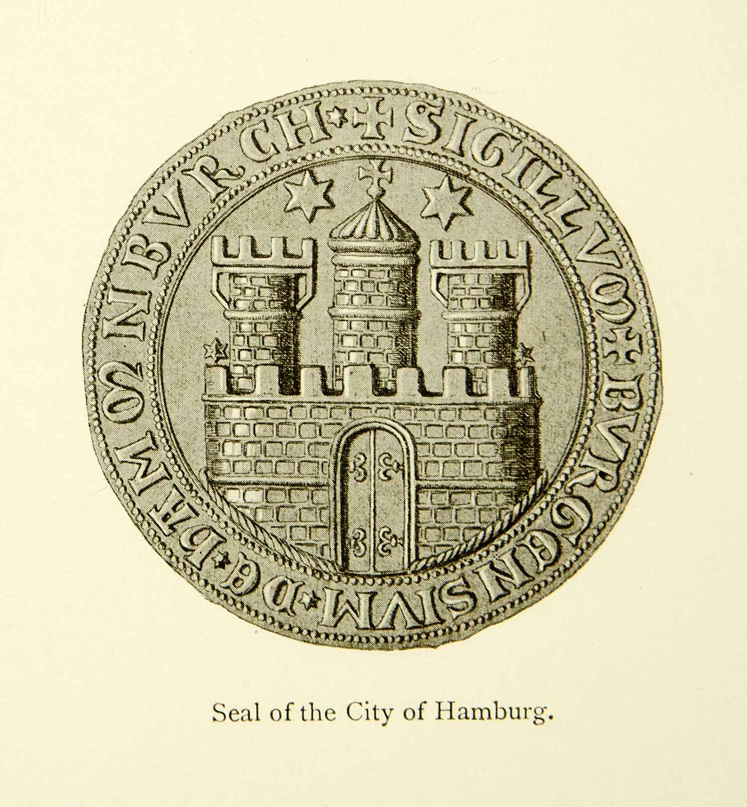 1914 Print Seal Hamburg Germany Ancient Medieval Castle Historic XEEA5 ...