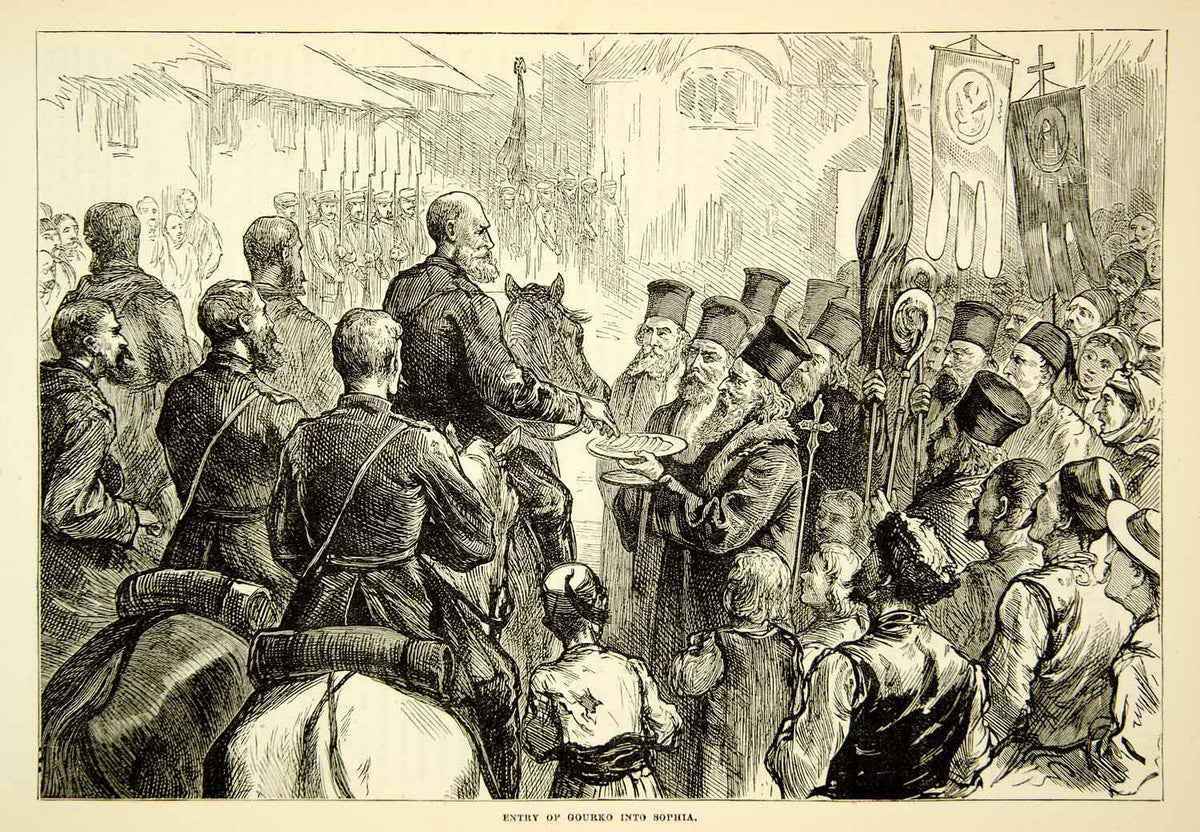 1883 Wood Engraving Russian Army Field Marshal Iosif Gurko Sofia Bulga ...