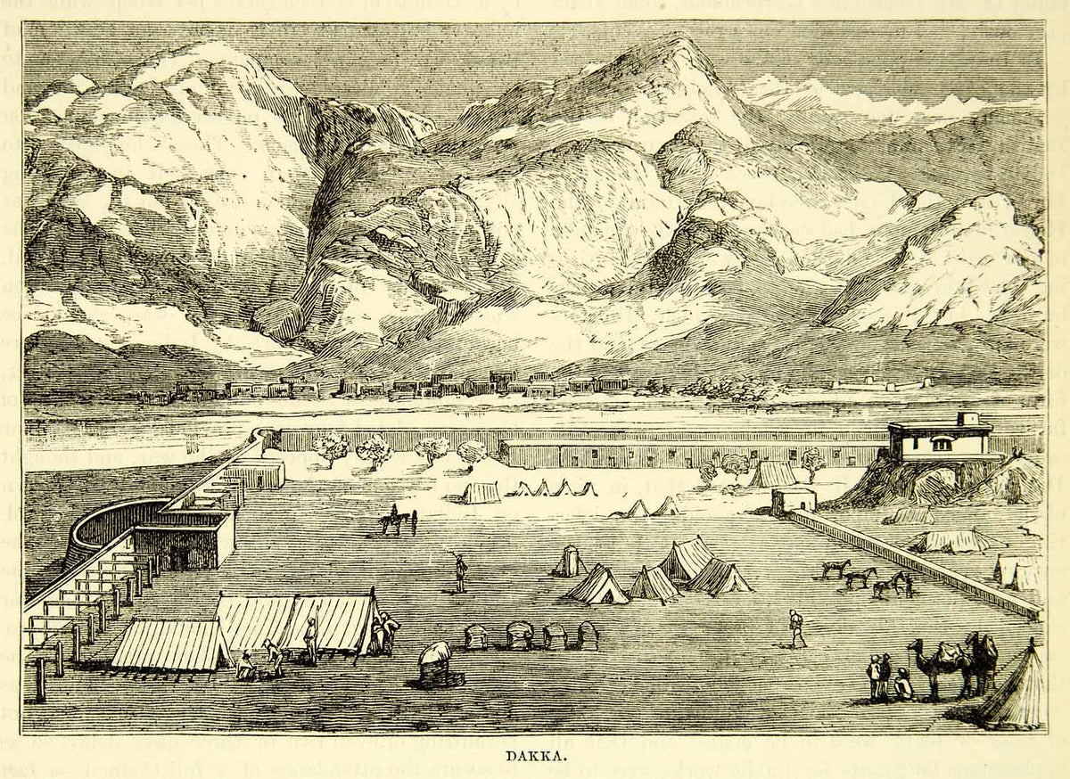 1883 Wood Engraving Battle Ali Masjid Dakka British Military Troops XE ...