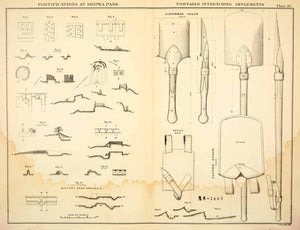 1880 Photolithograph Architectural Plans Fortifications Shipka Pass XE ...