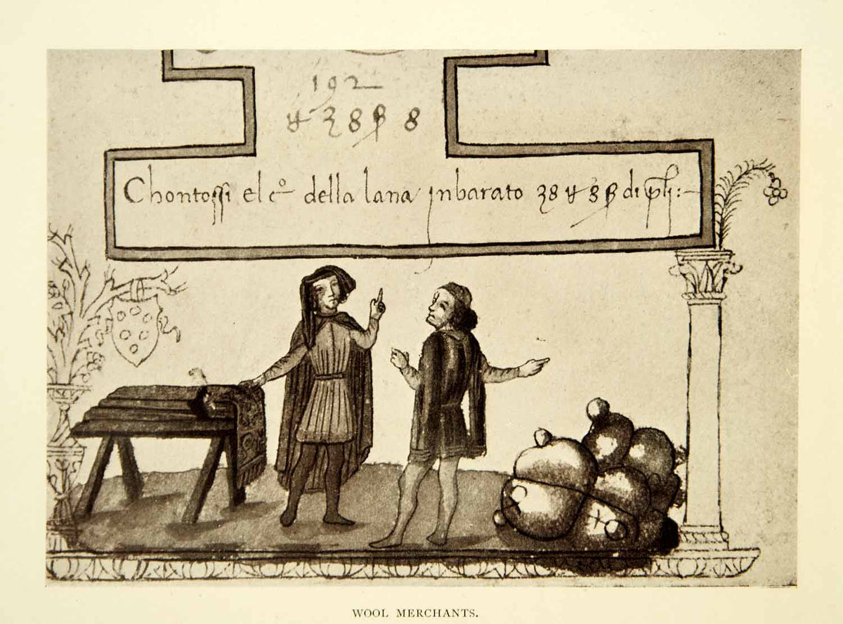 1909 Print Wool Merchants Florence Firenze Medieval Costume Illustrati ...