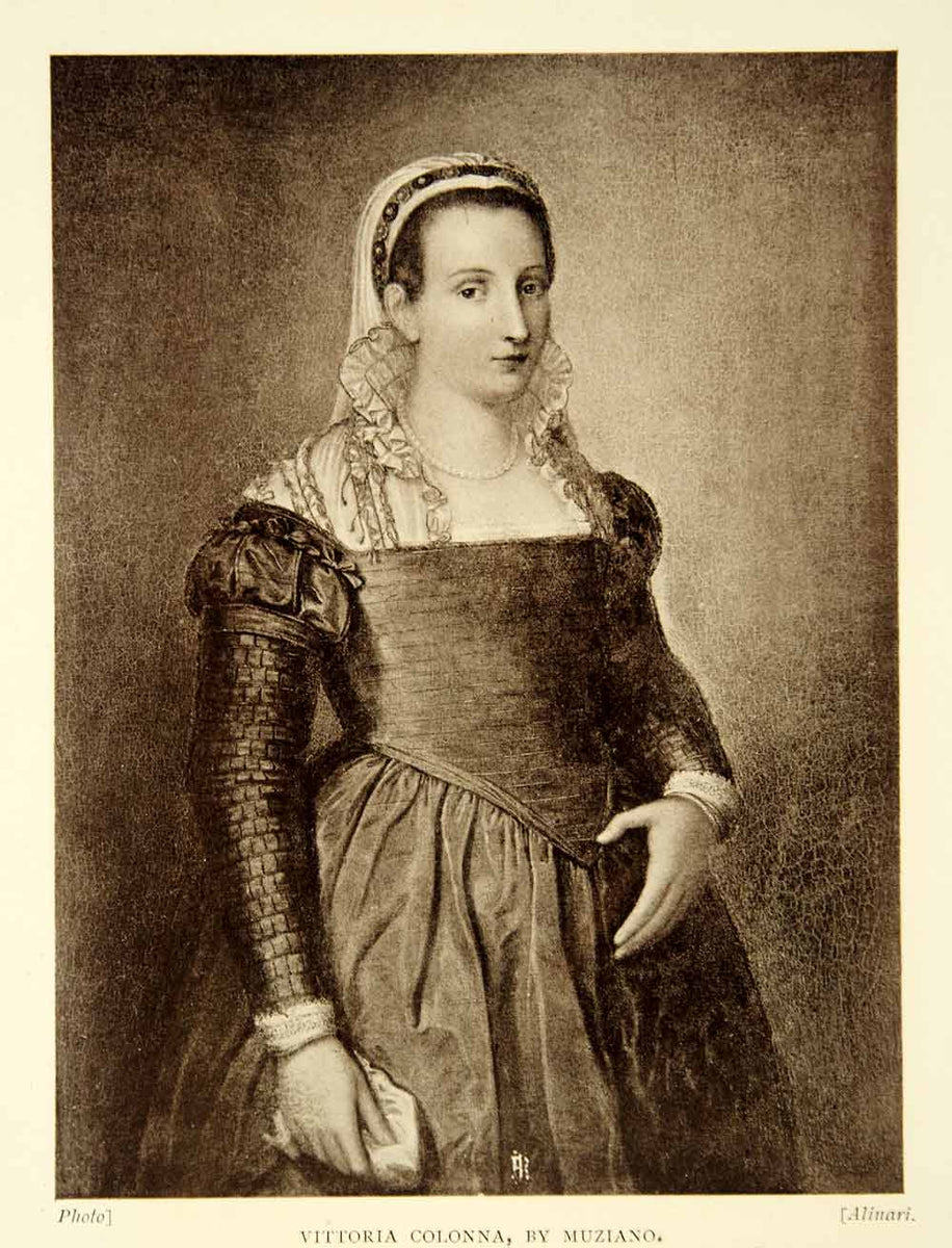 1909 Print Vittoria Colonna Portrait Italian Renaissance Dress Girolam ...