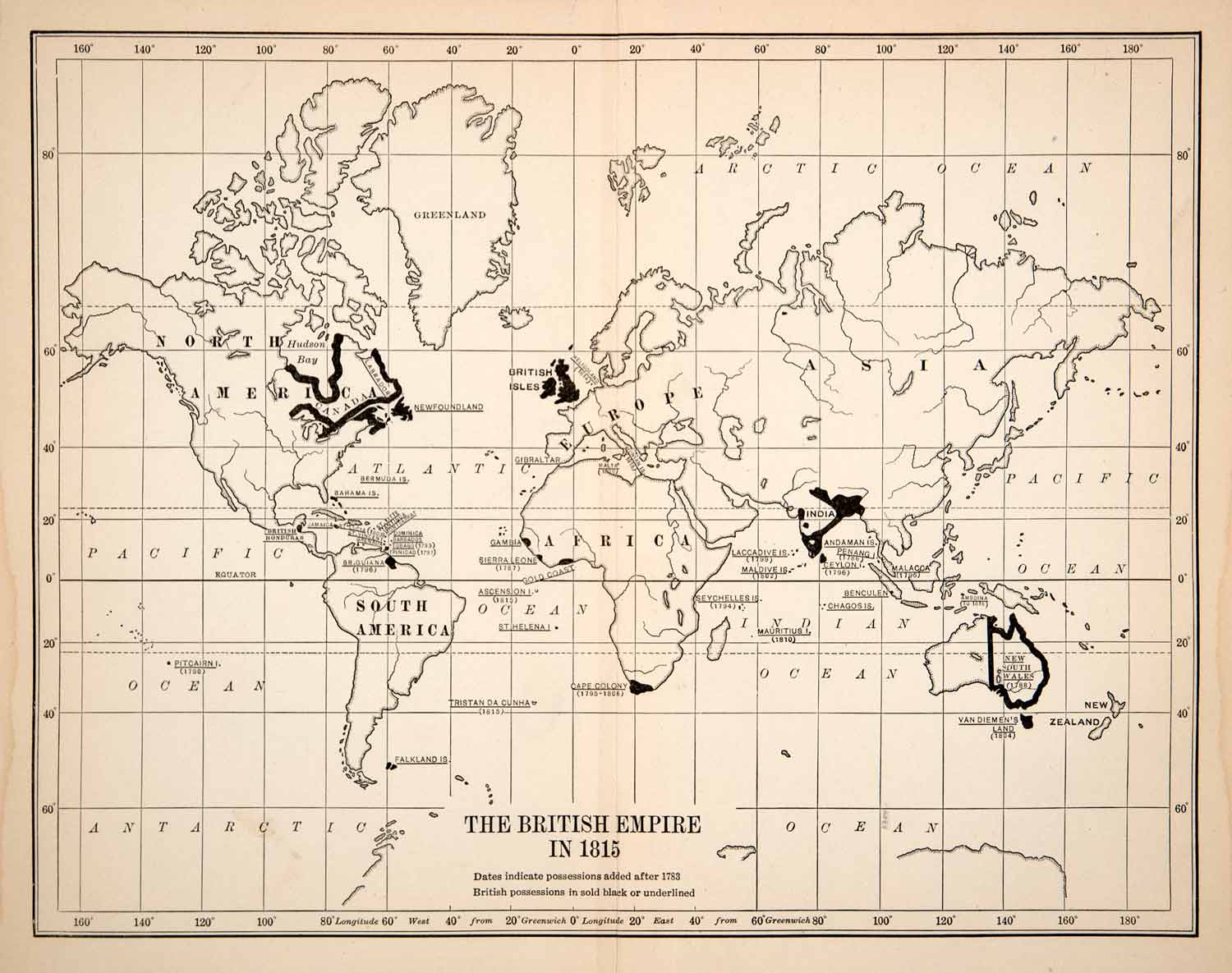 1922 Wood Engraved Map British Empire North America Europe Asia Africa ...