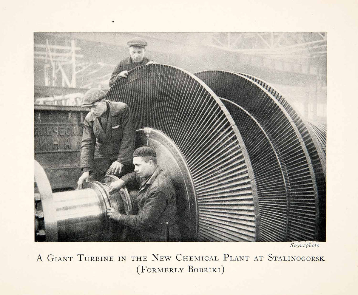 1935 Print Soviet Union Giant Turbine Chemical Plant Stalinogorsk XEL1 ...