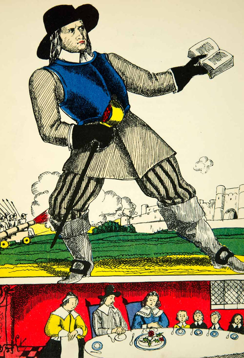 1933 Offset Lithograph Oliver Cromwell Political Leader Stuart Royal X ...