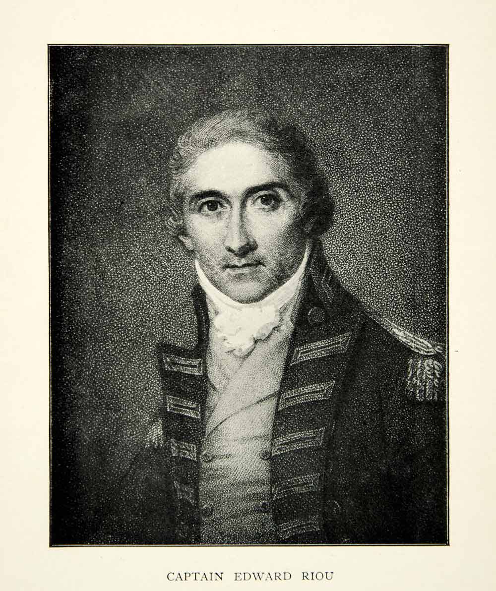 1898 Print Captain Edward Riou Samuel Shelley Art British Royal Navy X ...