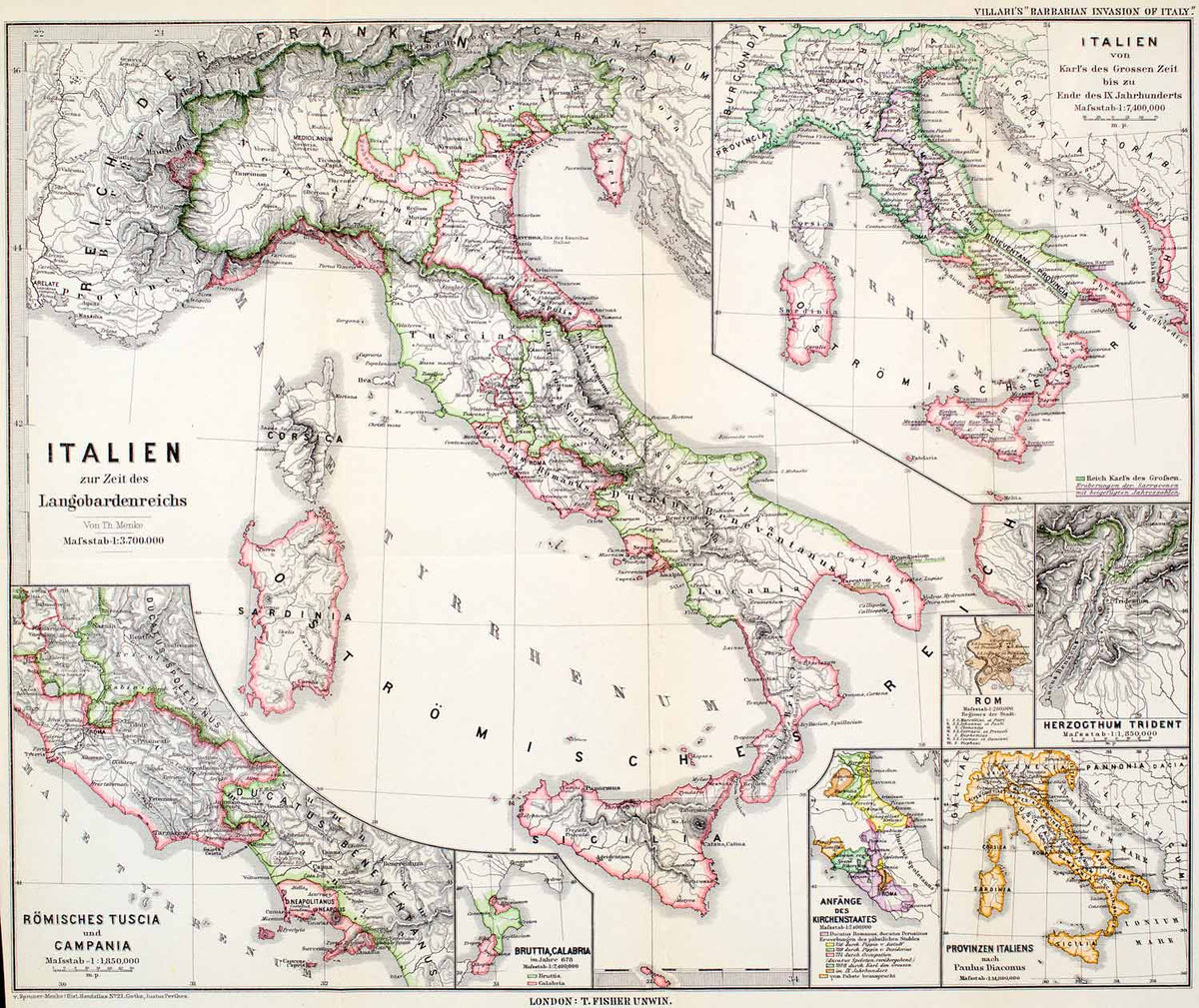 1902 Photolithograph Lombard Germanic Invasion Kingdom Italy Roman Emp ...