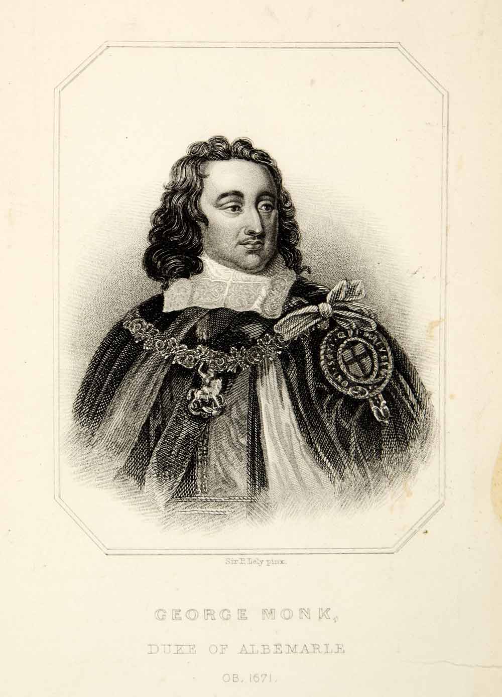 1876 Steel Engraving George Monck Duke Albemarle Restoration Portrait ...