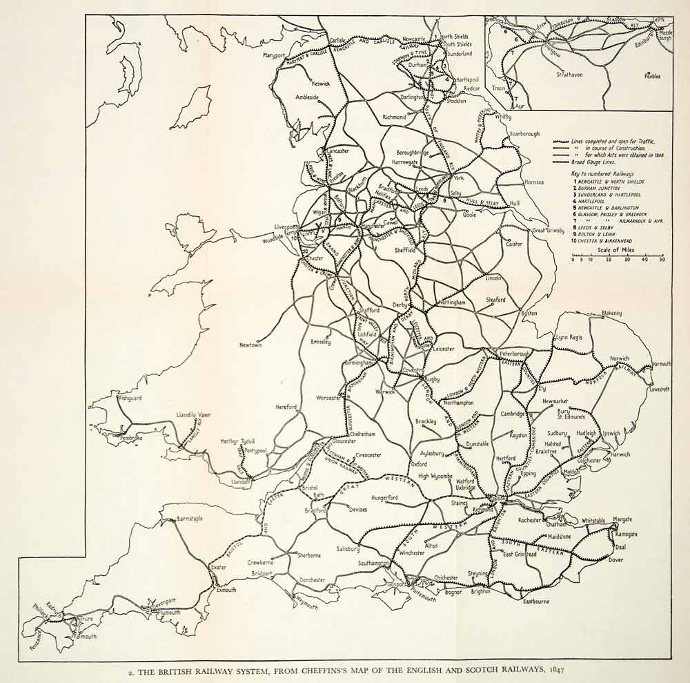 1958 Print Map Britain England United Kingdom Railway Railroad System ...