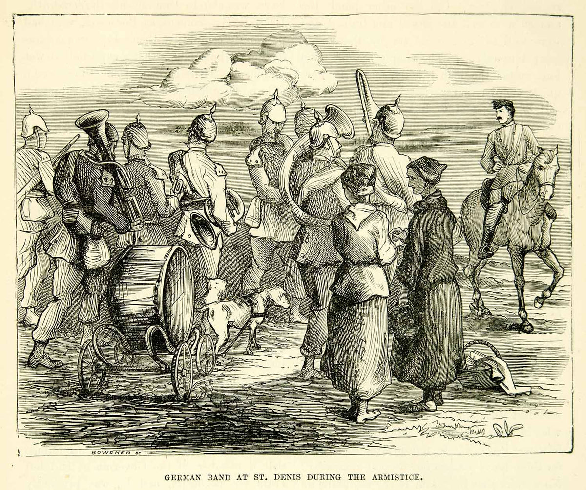 1884 Wood Engraving Franco-Prussian War German Army Military Marching ...