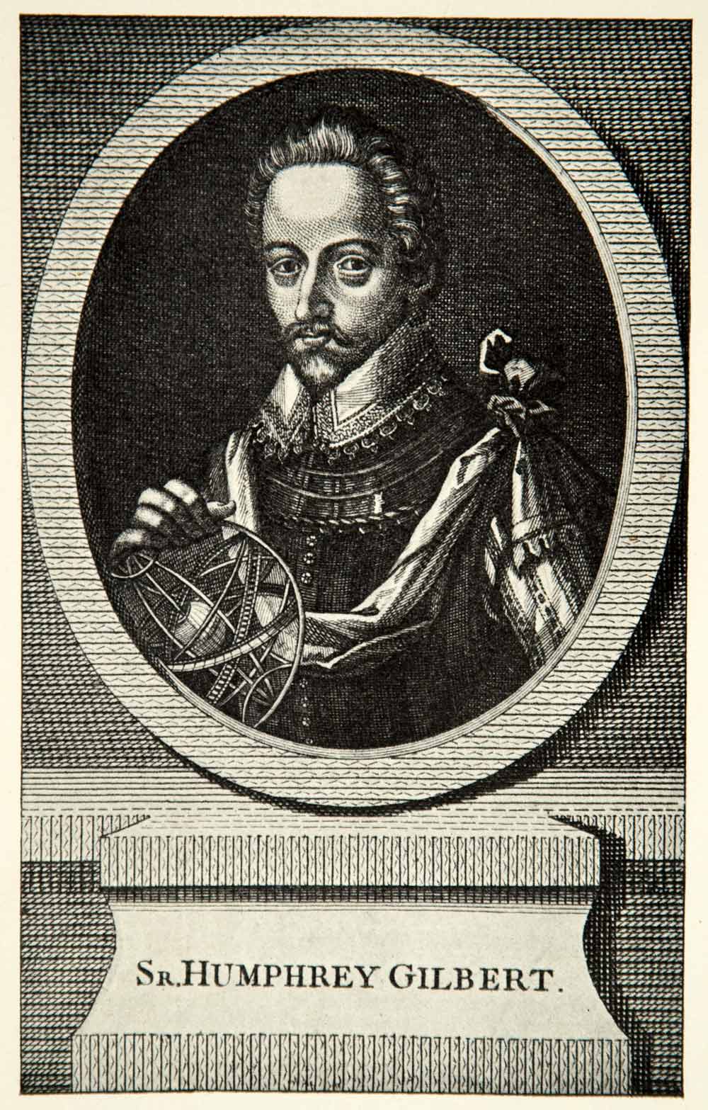 1898 Print Sir Humphrey Gilbert Explorer Adventurer Parliament Soldier ...