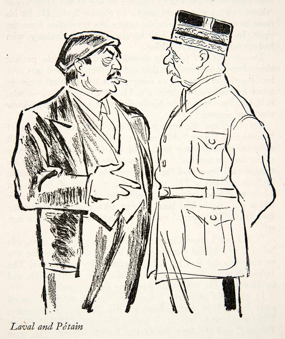 1946 Print Alois Derso Political Cartoon Pierre Laval Philippe Petain ...