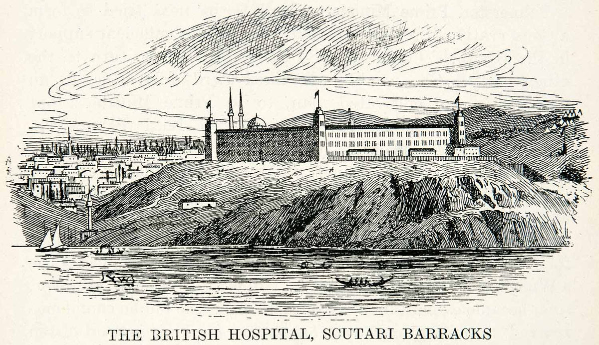 1922 Print British Hospital Scutari Barracks Water Cityscape Istanbul ...